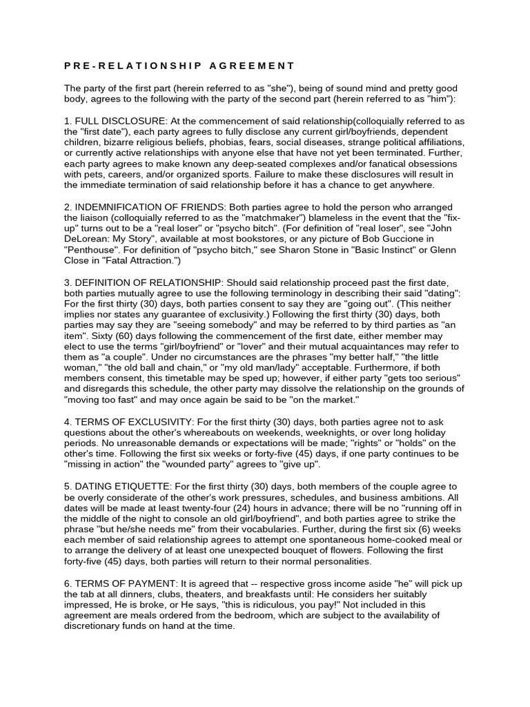 Pre Relationship Agreement | PDF