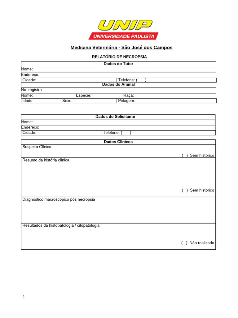 Protocolo de Necropsia 2023 UNIP | PDF | Anatomia humana | Anatomia