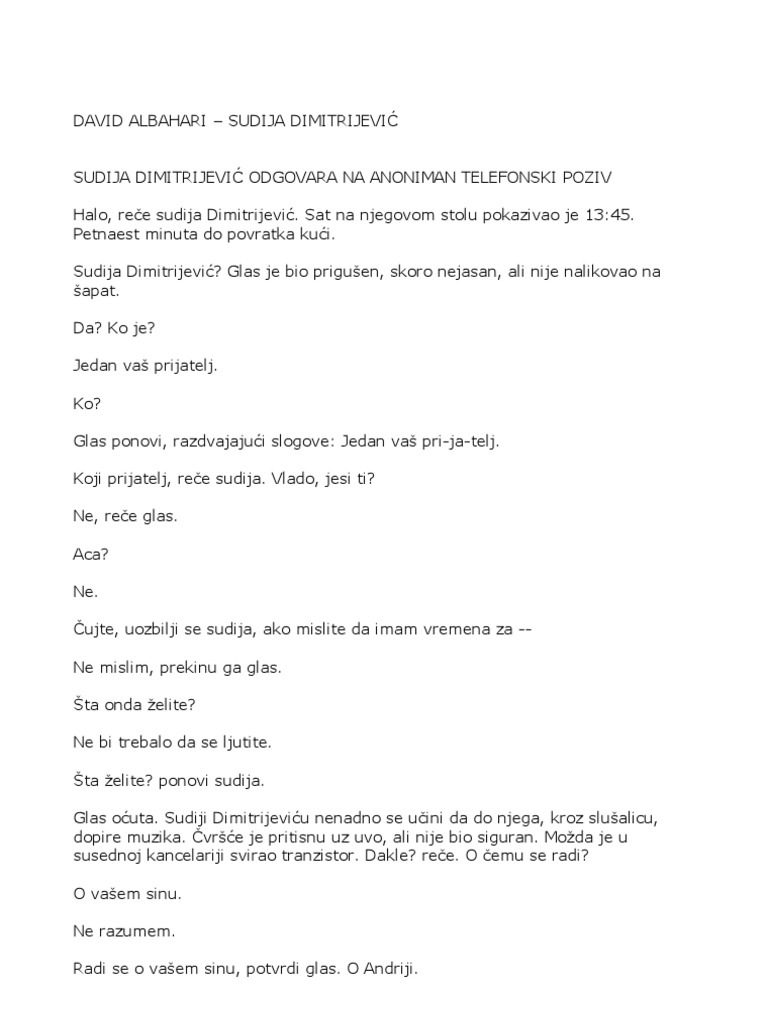 Albahari, David - Sudija Dimitrijevic | PDF