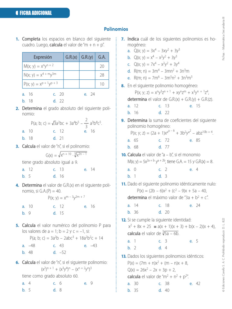 FA - Polinomios | PDF | Matemáticas De La Computación | Álgebra