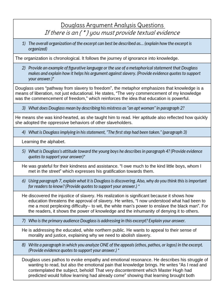 Douglass Argument Analysis | PDF | Psychology | Cognition