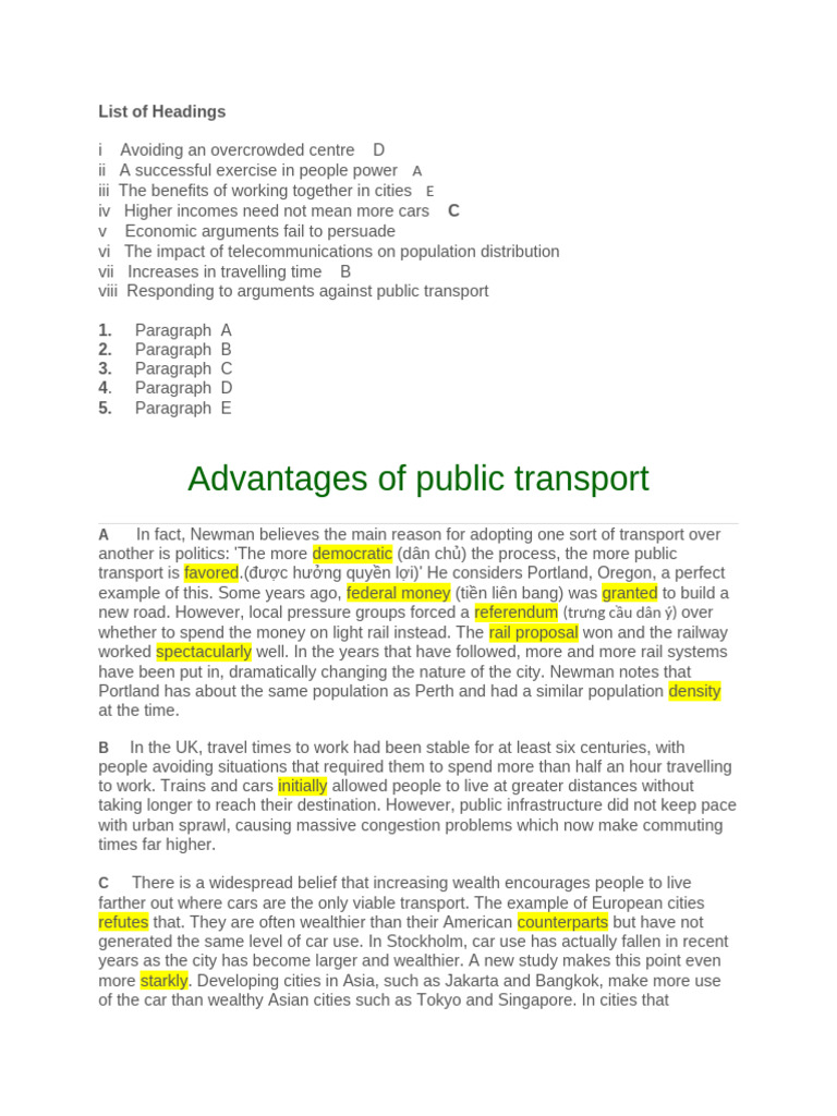 Matching Headings IELTS | PDF | Public Transport | Rail Transport