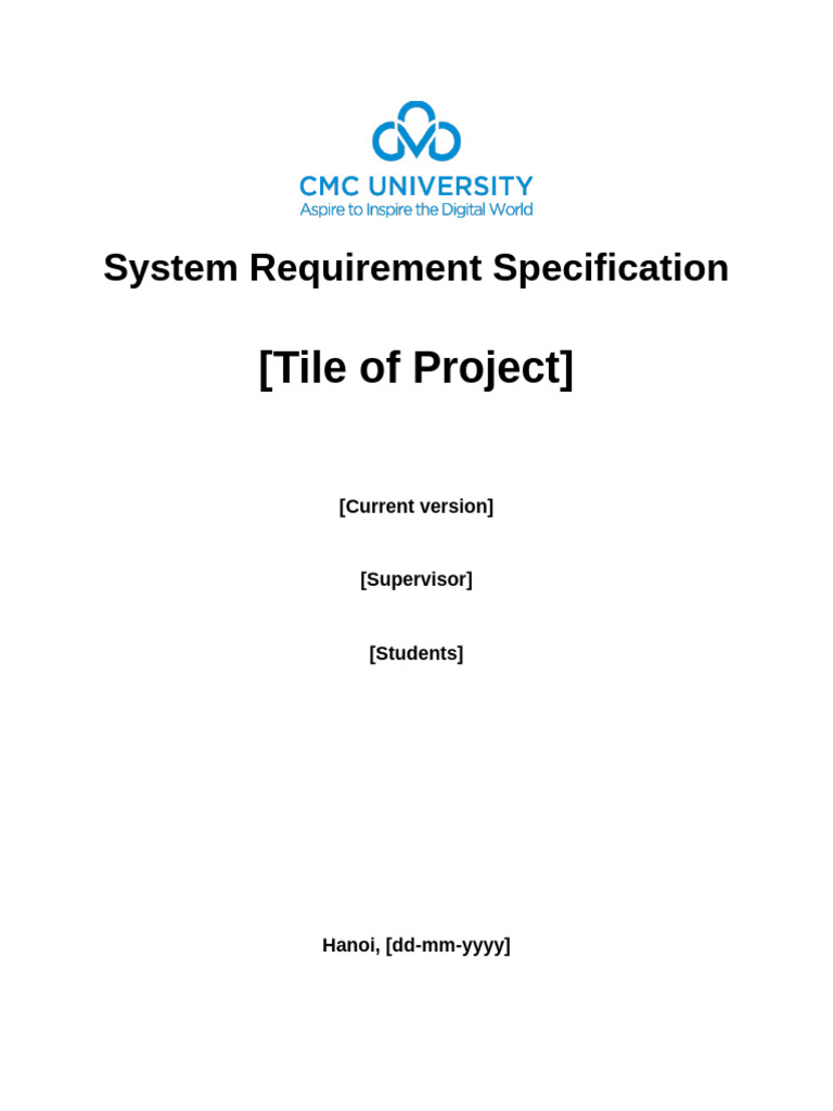 Software Requirement Specification - CMCU's Template | PDF | Usability | System