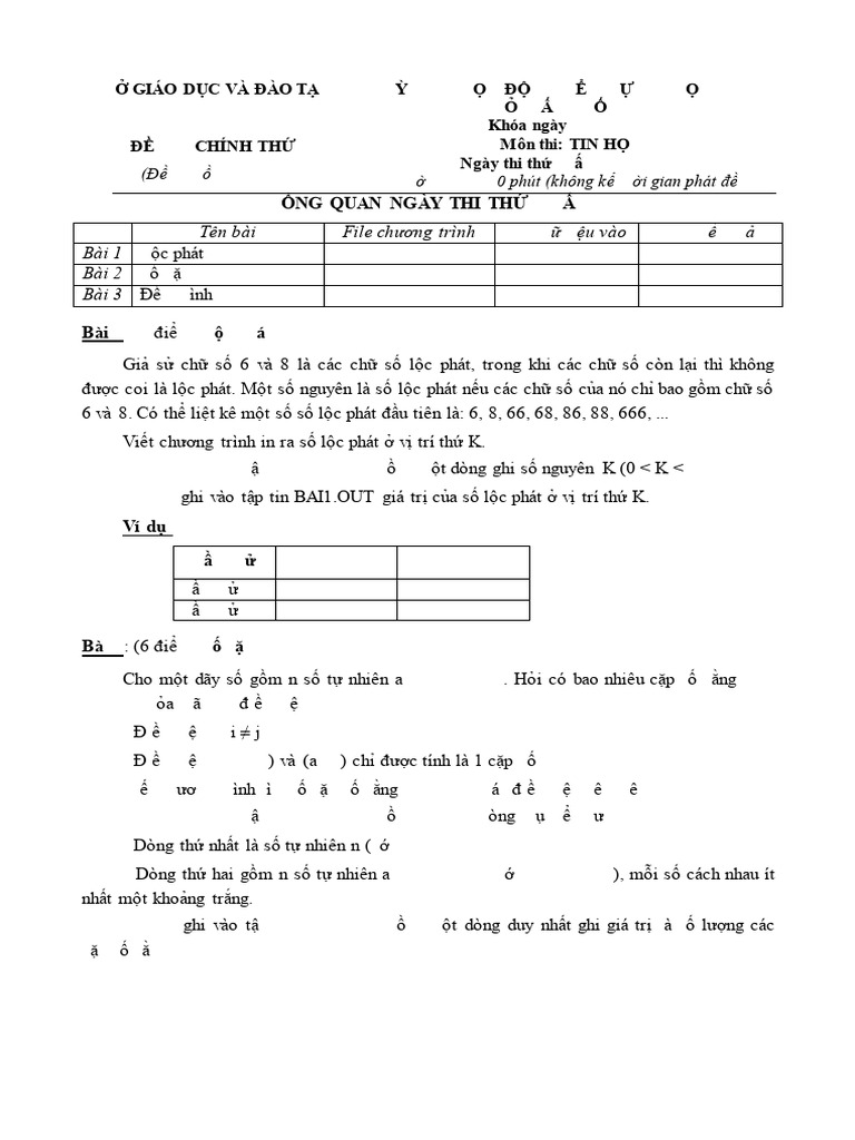 2017-10 de Thi Thuc Hanh - Chon Doi Tuyen Thi Cap Quoc Gia 1 | PDF