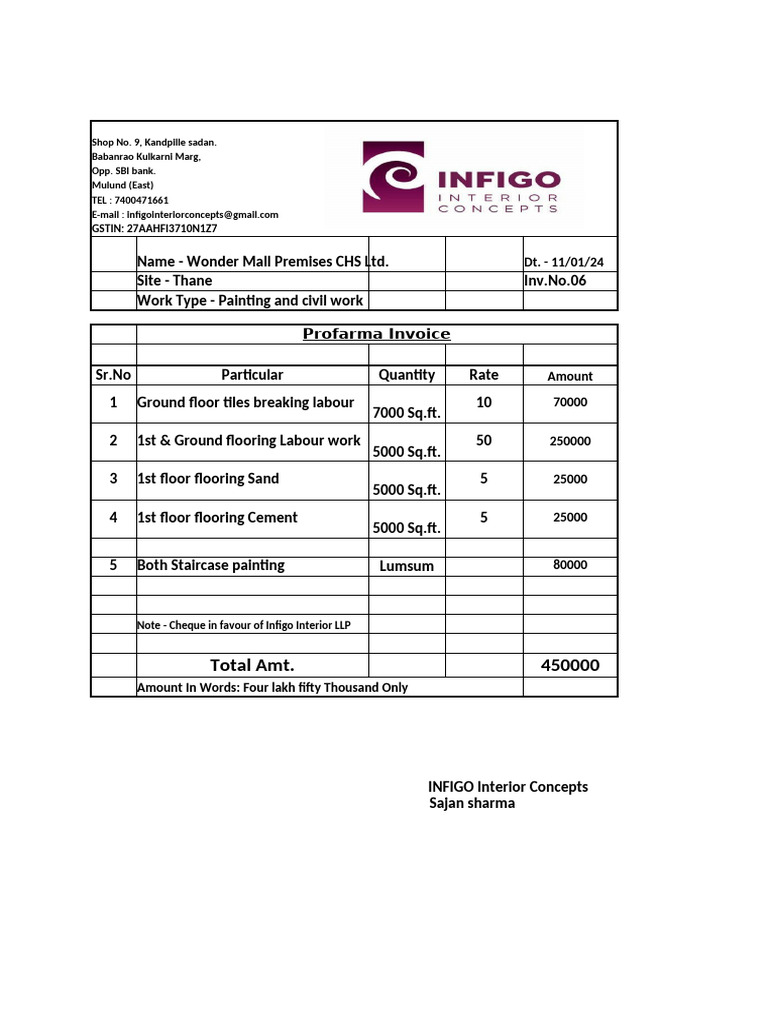 Cine Wonder Running Bill - 06 | PDF