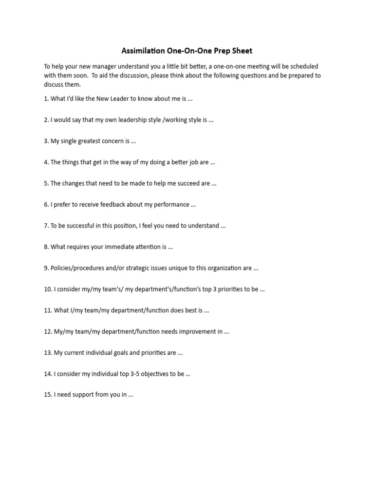 One-On-One Meeting Prep Guide | PDF