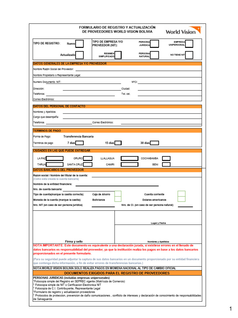 Formularios 20para 20certificacion 20de 20proveedores 20 | PDF ...