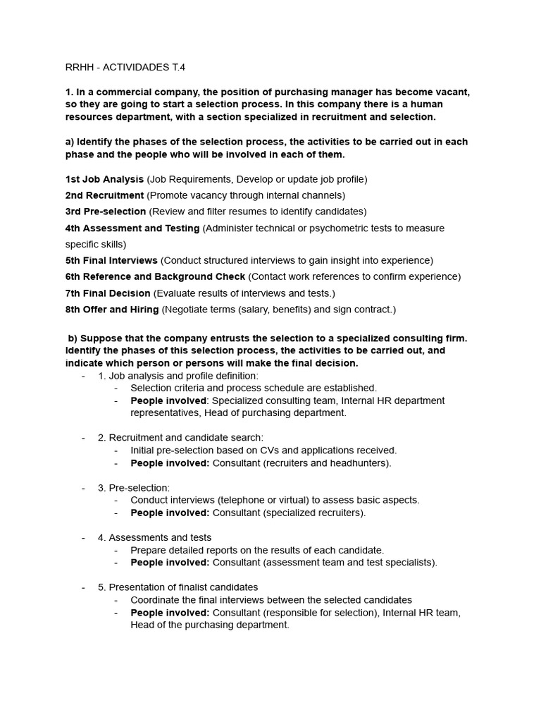 Ejercicios t4 RRHH | PDF | Recruitment | Résumé