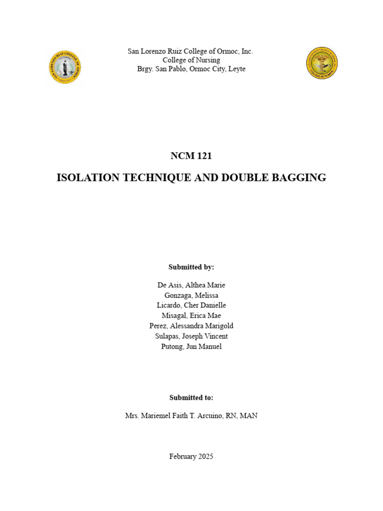 Isolation Technique and Double Bagging | PDF | Immunology | Medical Specialties