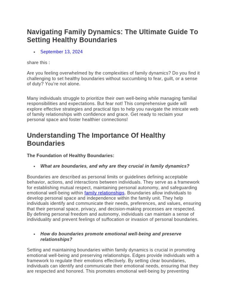 Navigating Family Dynamics | PDF | Well Being | Self Esteem