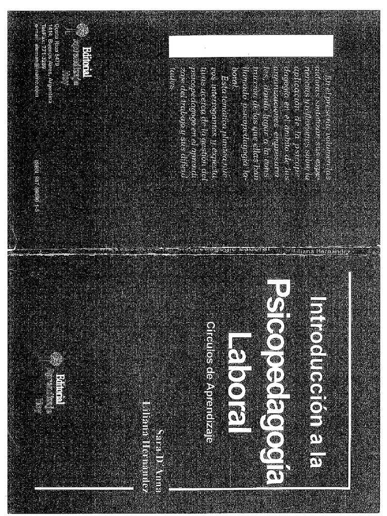 LIBRO Introducción A La Psicopedagogía Laboral (DAnna y Hernandez) - 1-40 - Parte I | PDF