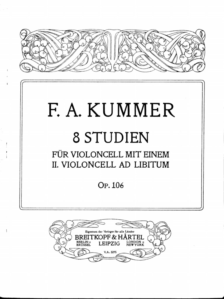 F. A. Kummer 8 Studies (Etudes) For The Cello | PDF
