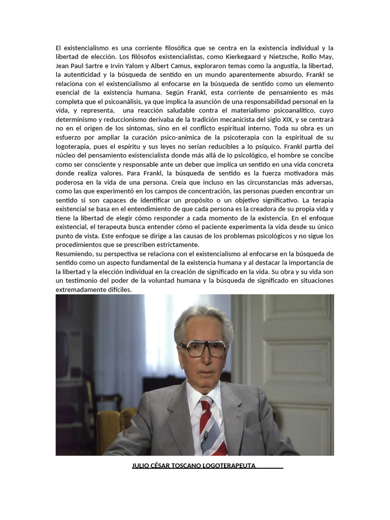 Julio César Toscano Logoterapeuta | PDF | Existencialismo | Sicología
