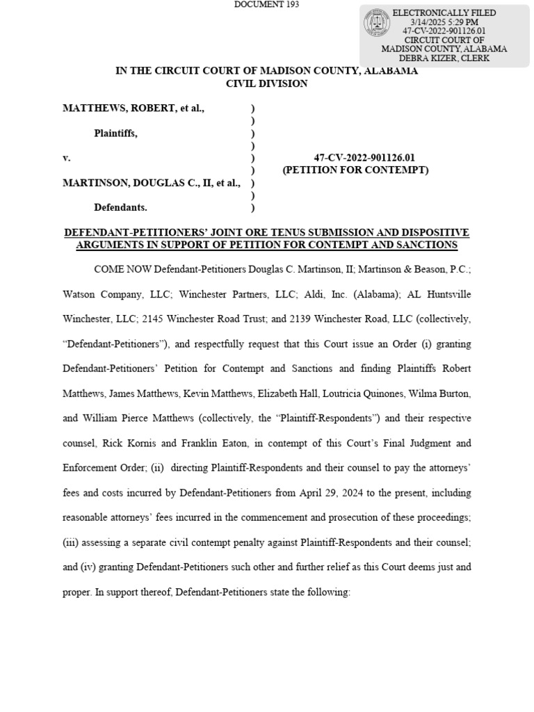 2025-03-14 Def's Joint Ore Tenus Submission and Dispositive Arguments ...