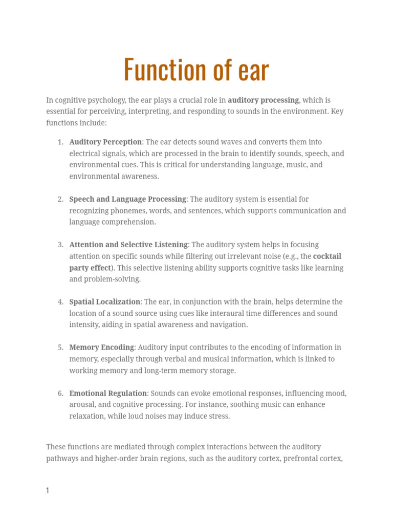 Function of Ear | PDF