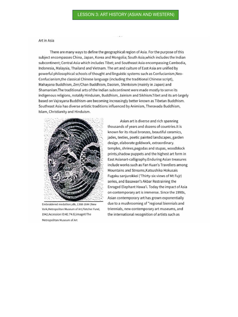 Asian and Western Art History Lesson | PDF