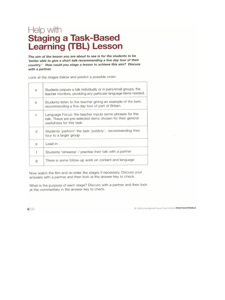 Task Based Learning Tasks 1 & 2 | PDF