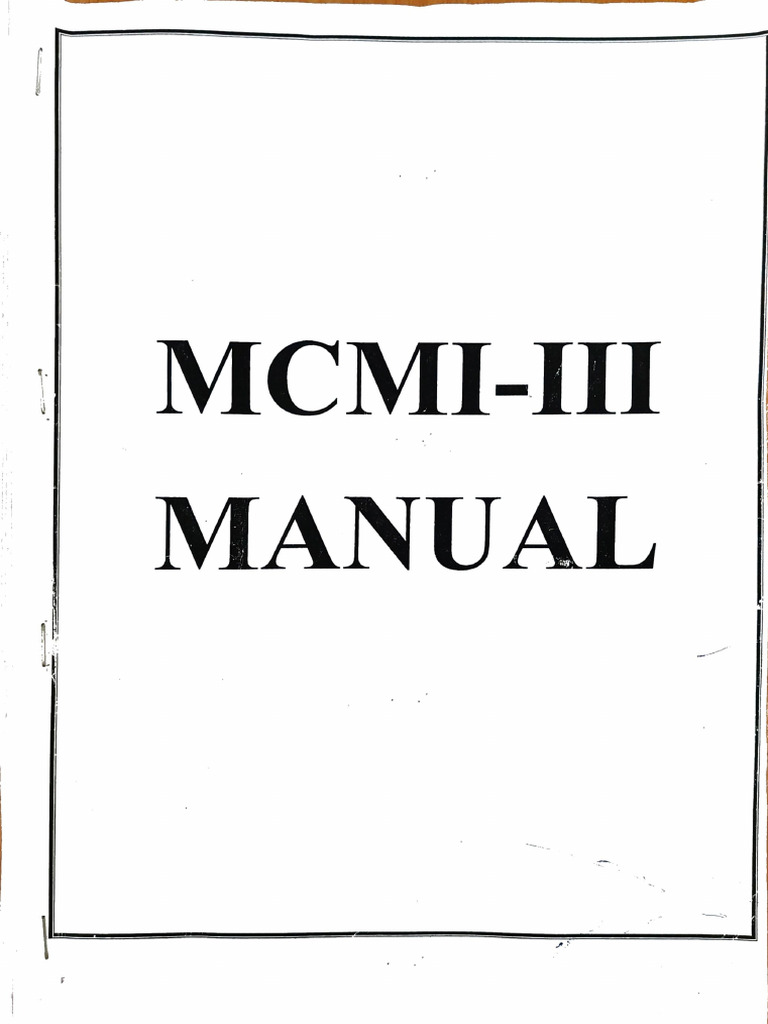 Mcmi - III Test Manual | PDF