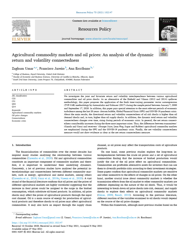 Agricultural Prices and Oil Market Dynamics | PDF | Price Of Oil ...