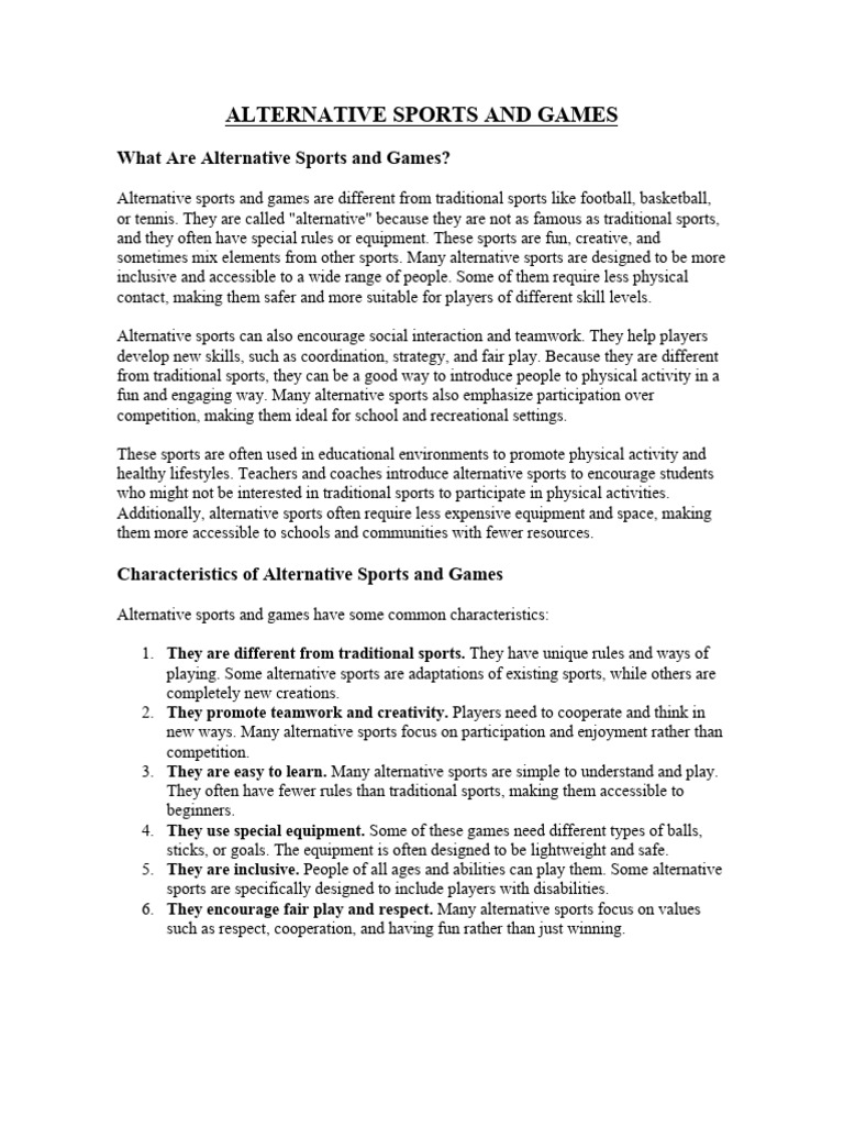 Alternative Sports and Games | PDF | Sports