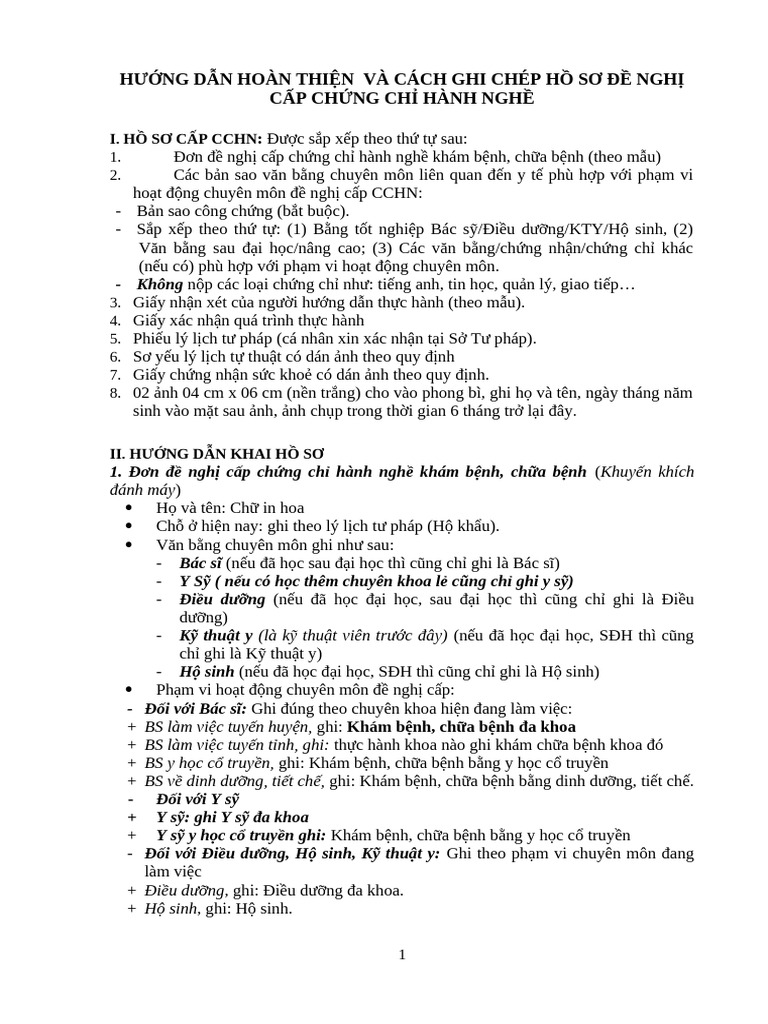 Phu Luc Huong Dan Khai Ho So Cap CCHN | PDF