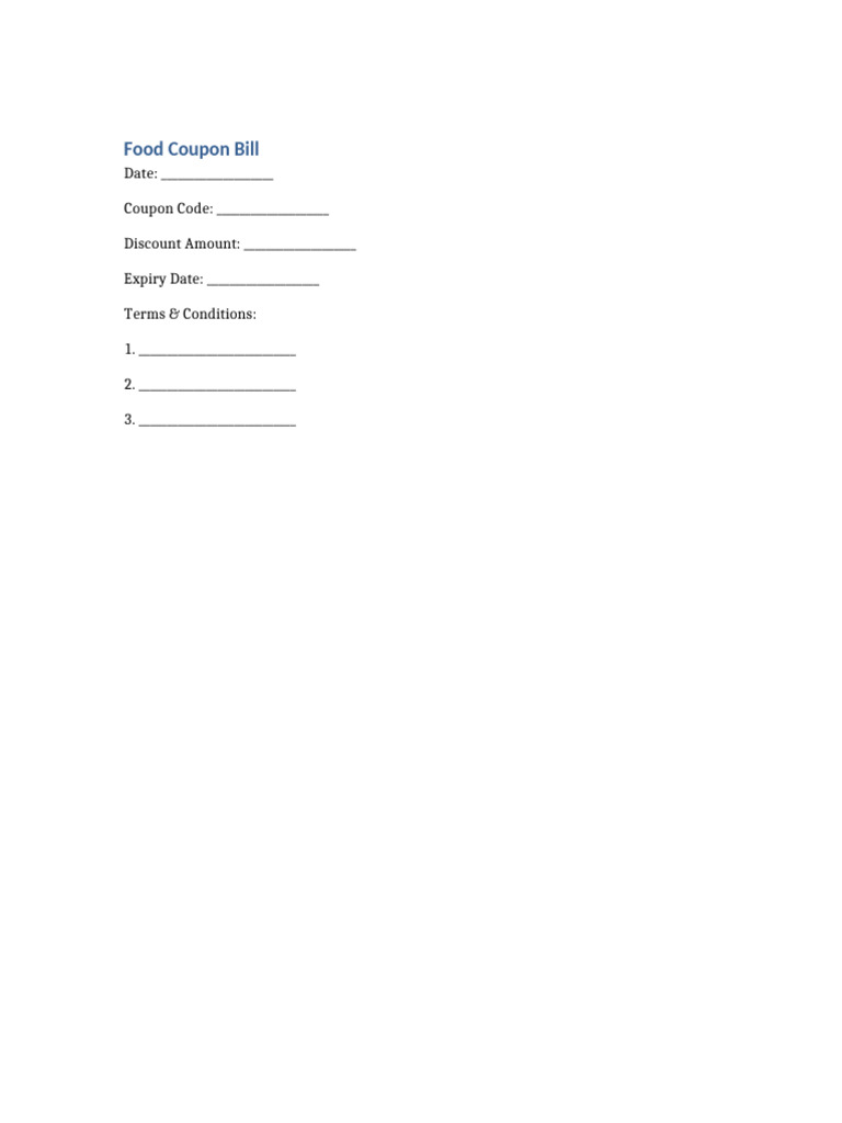 Food Coupon Bill Template | PDF
