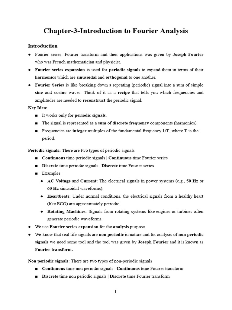 Chapter-3-Introduction to Fourier Analysis | PDF | Fourier Series | Fourier Transform