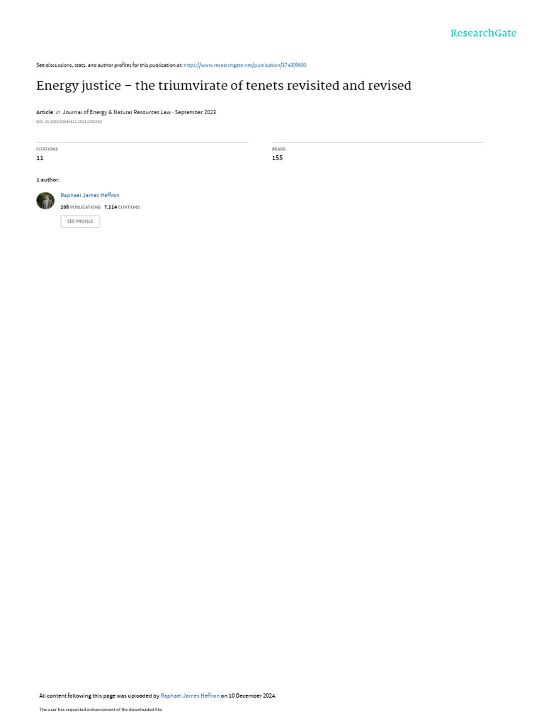 Energy Justice - The Triumvirate of Tenets Revisited and Revised | PDF ...