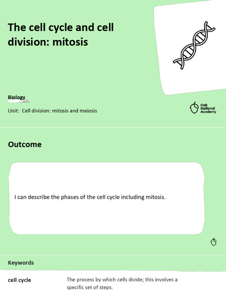 Cell Cycle and Cell Division Gcse Aqa | PDF | Mitosis | Cell (Biology)