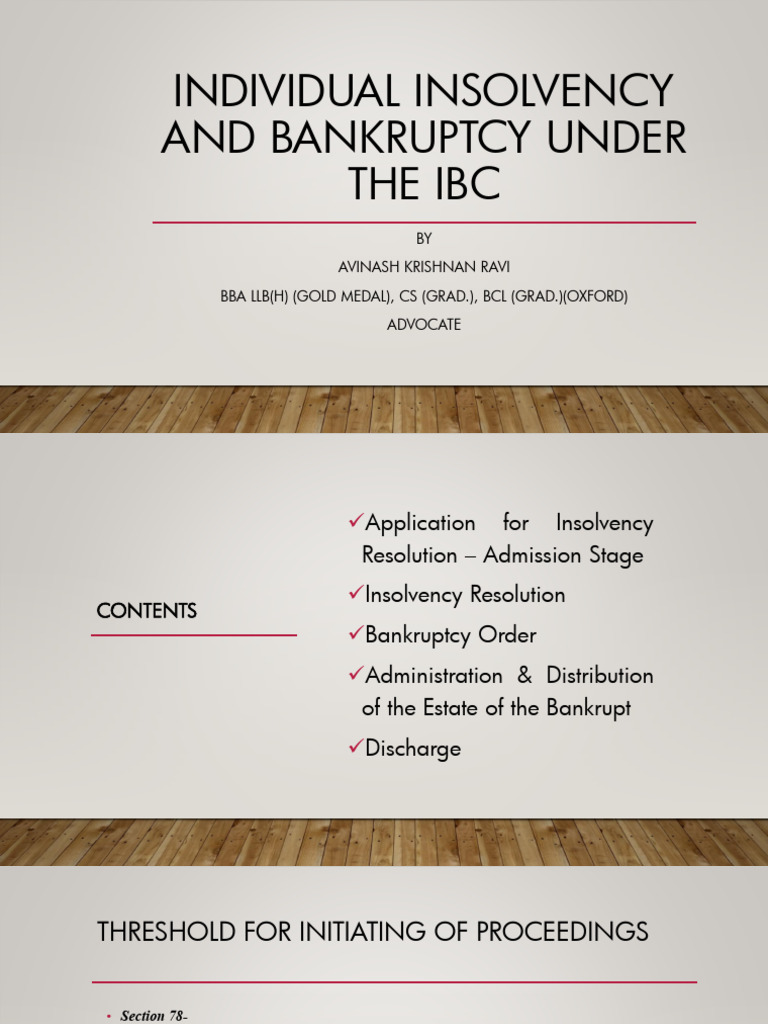 Personal Insolvency - Ibc - Cs Avinash K R | PDF | Bankruptcy | Guarantee