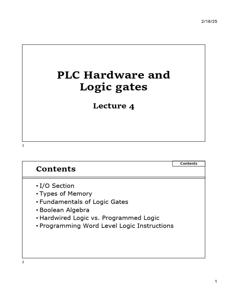 PLC Hardware and Logic Gates Overview | PDF | Logic Gate | Programmable ...