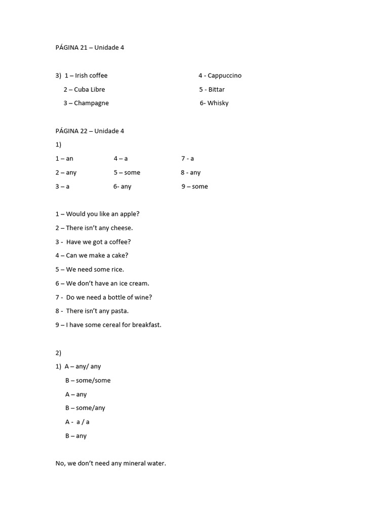 Coffee and Food Vocabulary Exercises | PDF