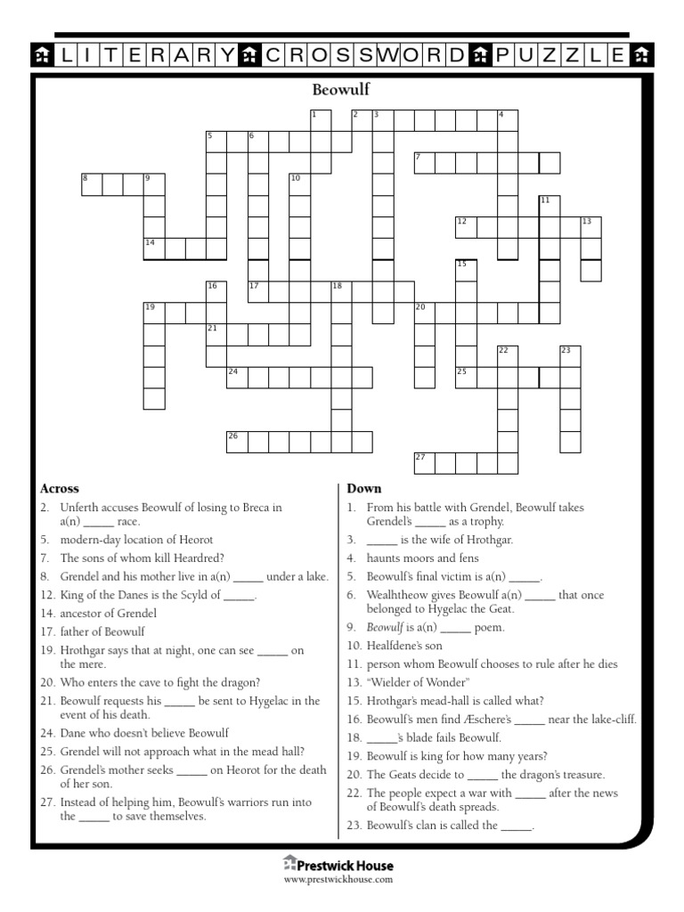 Beowulf Crossword Puzzle Answers | PDF | Beowulf | English Folklore