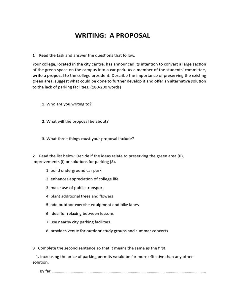 Writing Task Unit 5 A Proposal | PDF
