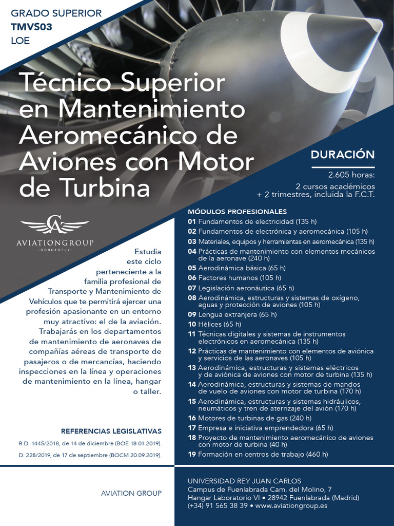 Ficha TS LOE Mantenimiento Aeromecanico de Aviones Con Motor de Turbina | PDF | Avión ...