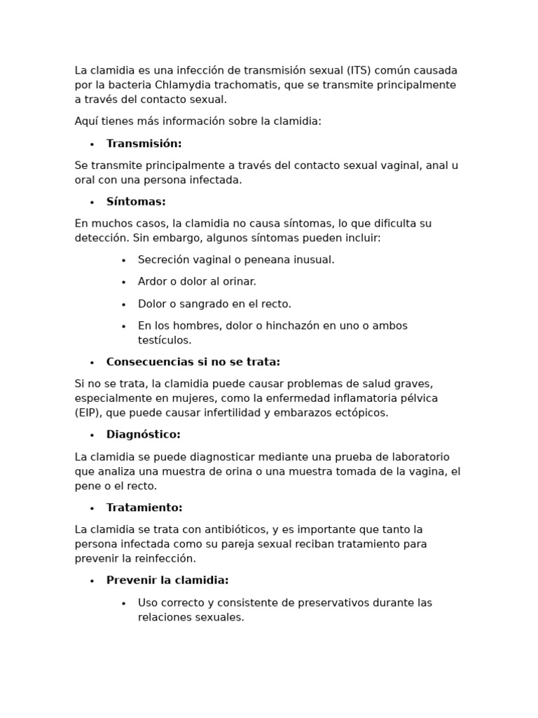 Clamidia: Síntomas y Prevención en Hombres | PDF