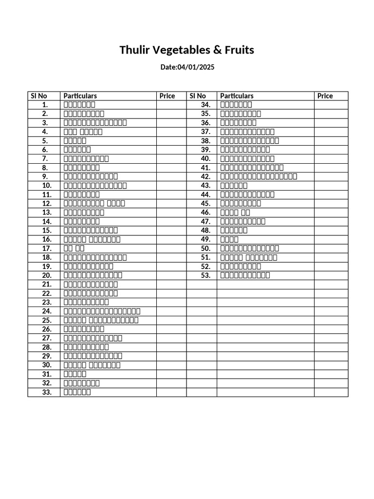 Thulir Vegetable1 | PDF