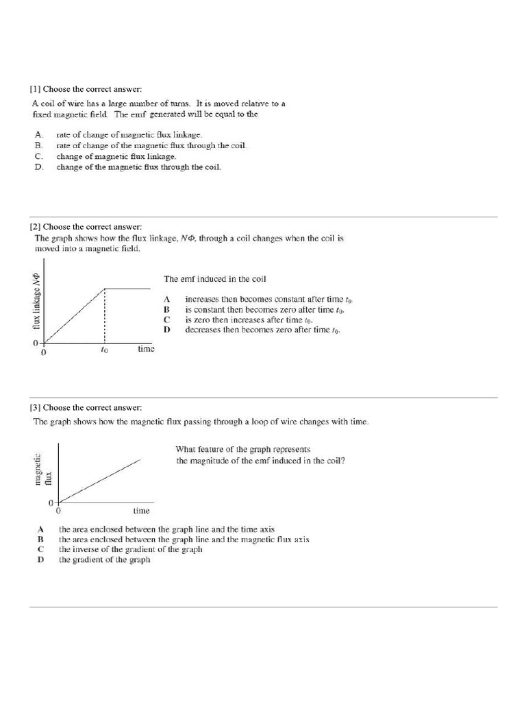 Electromagnetic Induction MCQ Quiz | PDF