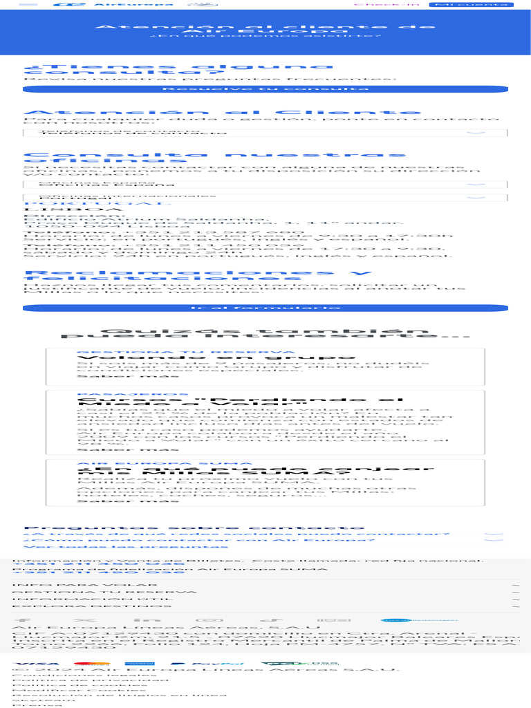 Atención al Cliente Air Europa Portugal | PDF | Aviación | aerolíneas