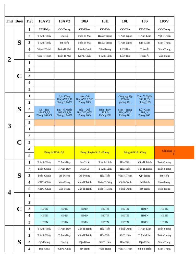 Toan Truong - TKB Hk2 AP Dung Tu 10-02-2025 | PDF