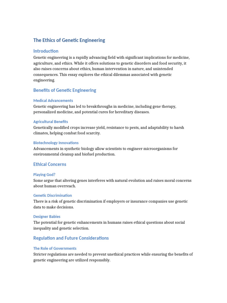 Ethics Genetic Engineering | PDF