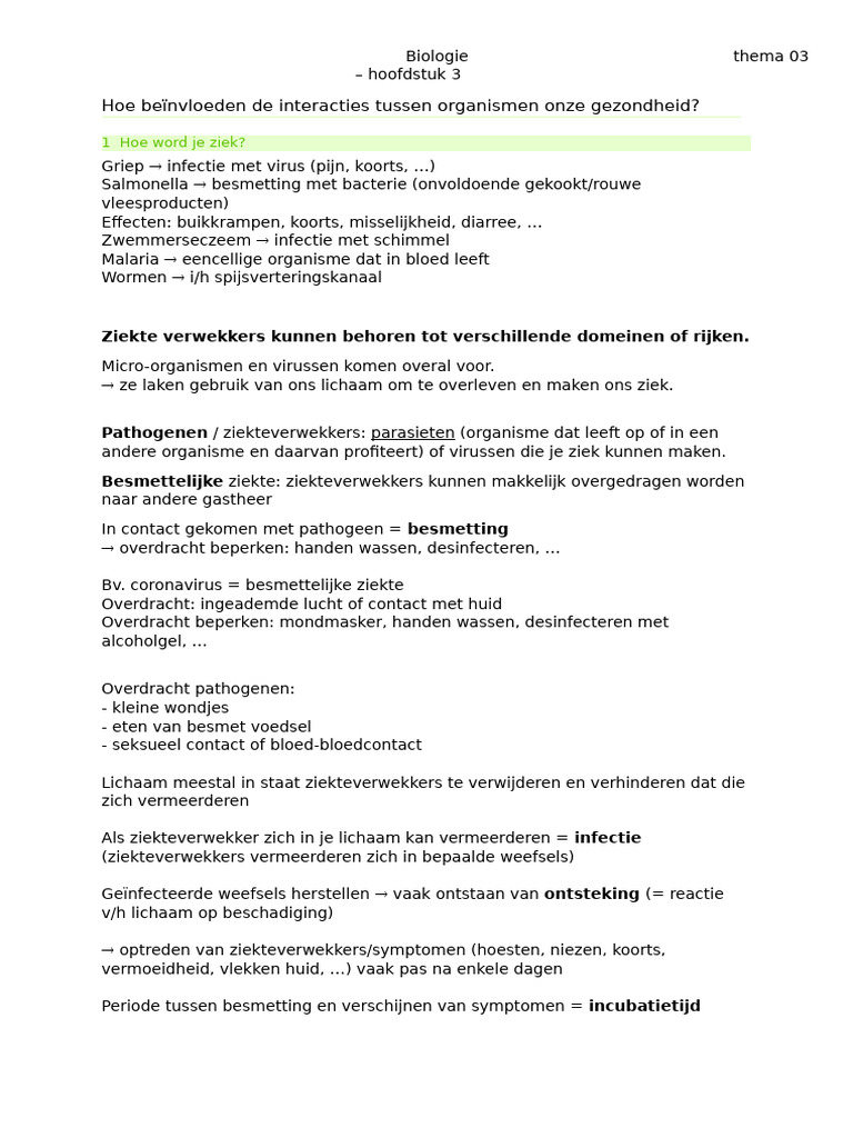 bio - thema 03 hoofdstuk 3 - 4e | PDF