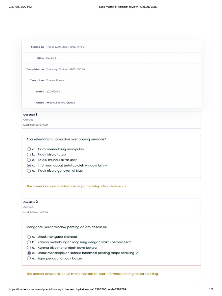 Kuis Materi 5_ Attempt Review _ CeLOE LMS (1) | PDF