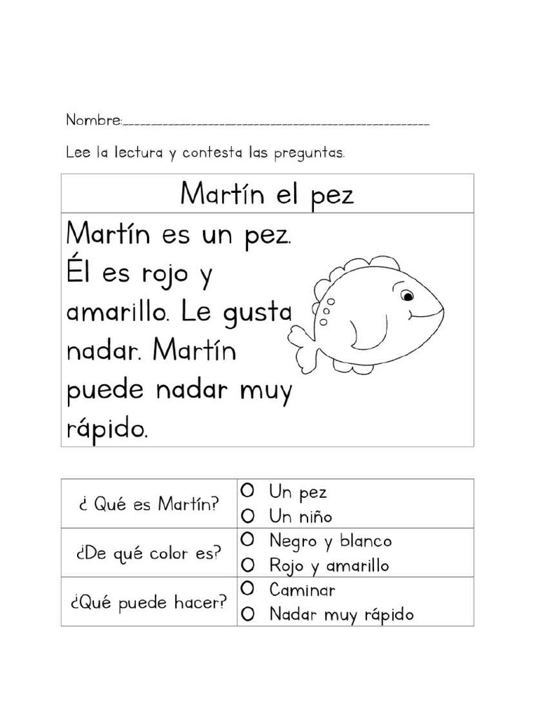 Comprensión Lectora Pre Kinder (Lecturas) | PDF