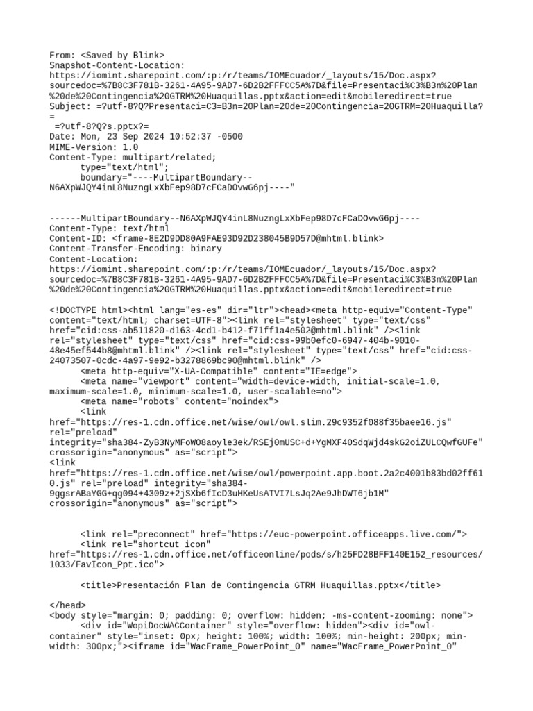 Presentación Plan de Contingencia GTRM Huaquillas | PDF | Html Element | Computer File Formats