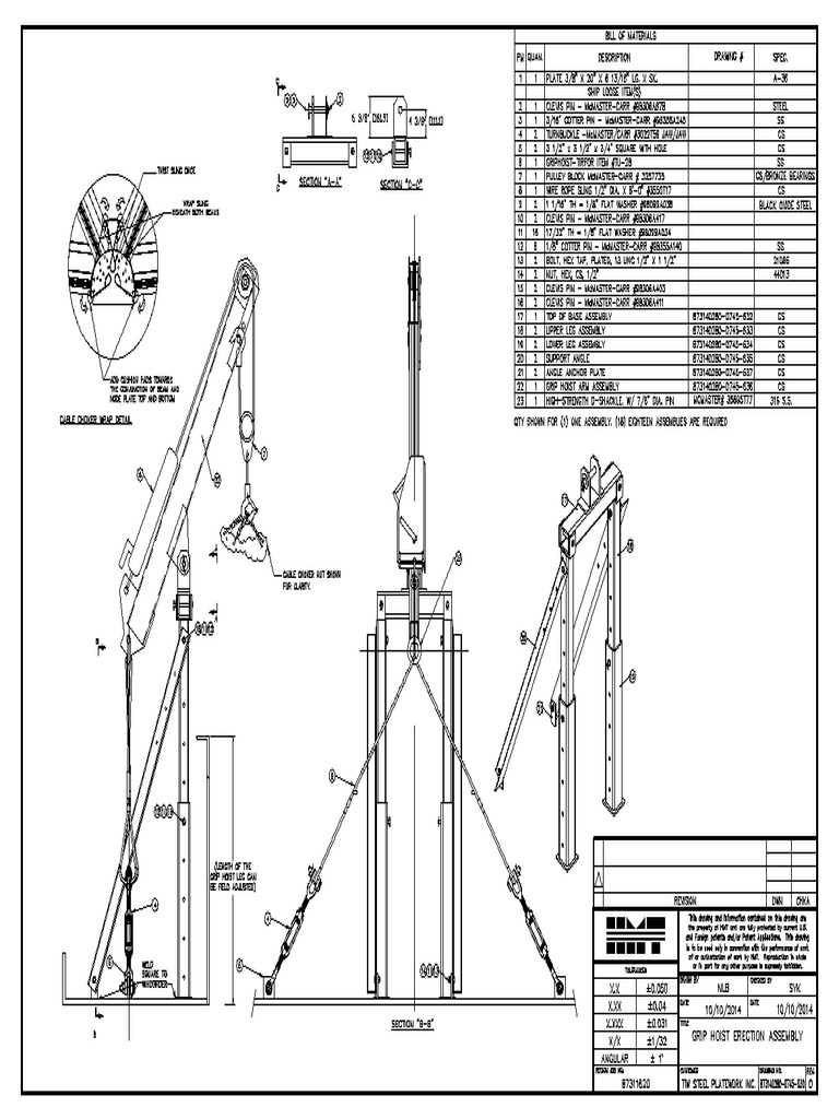 Grip Hoist - Plano de Fabricación y Ensamble | PDF