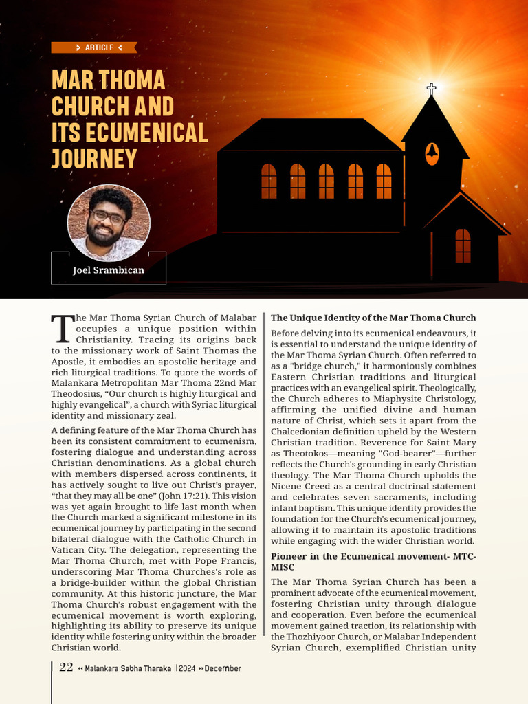 Mar Thoma Church's Ecumenical Journey | PDF | Ecumenism | Catholic Church