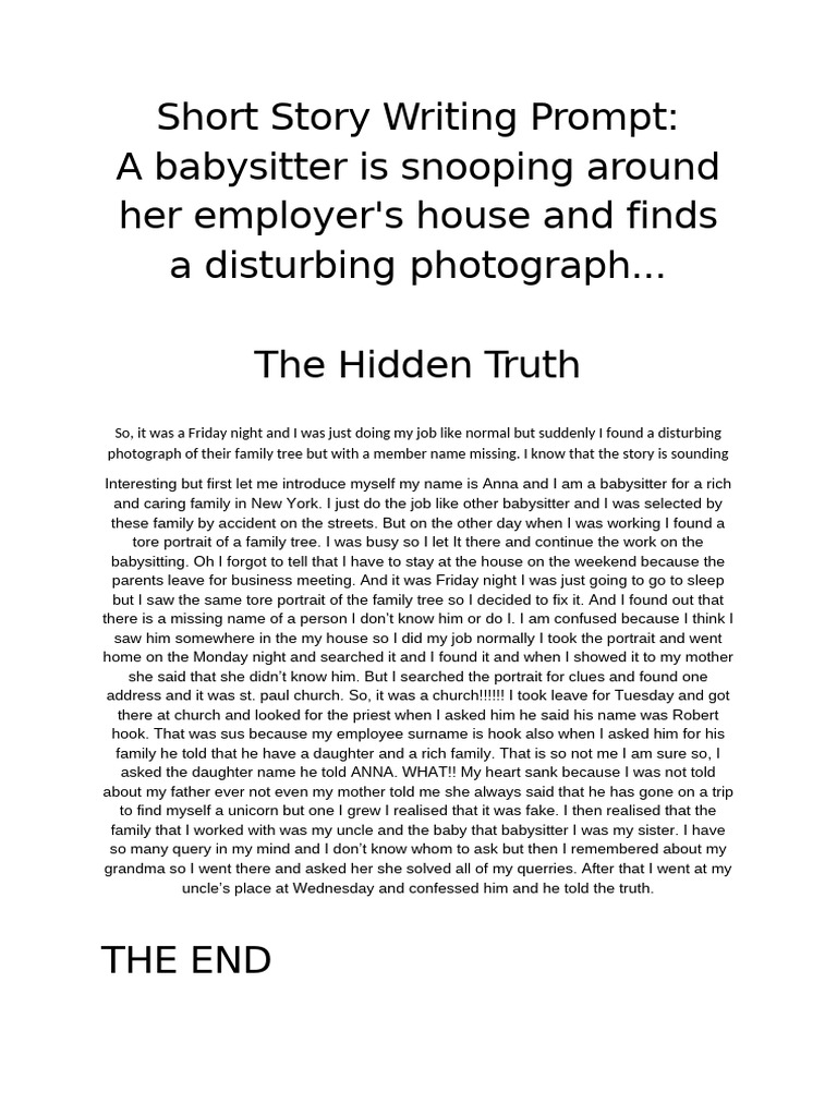 Short Story Writing Prompt | PDF | Babysitting