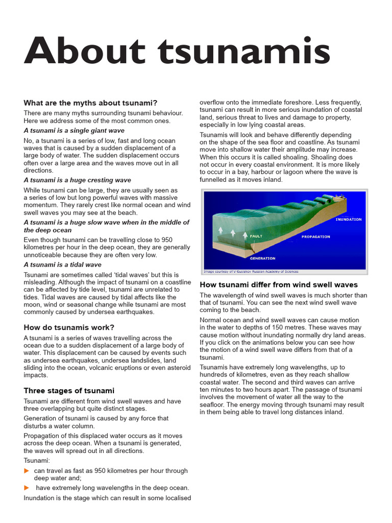 About Tsunamis Background Reading | PDF | Tsunami | Earthquakes