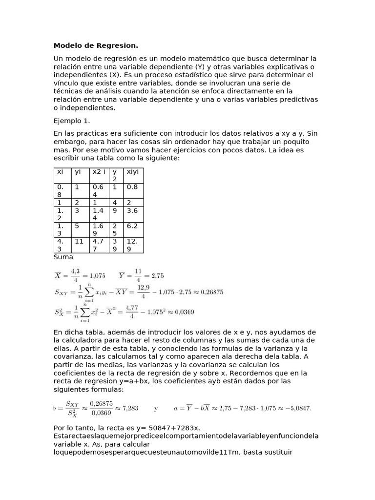 Modelo de Regresion | PDF | Regresión lineal | Análisis de regresión